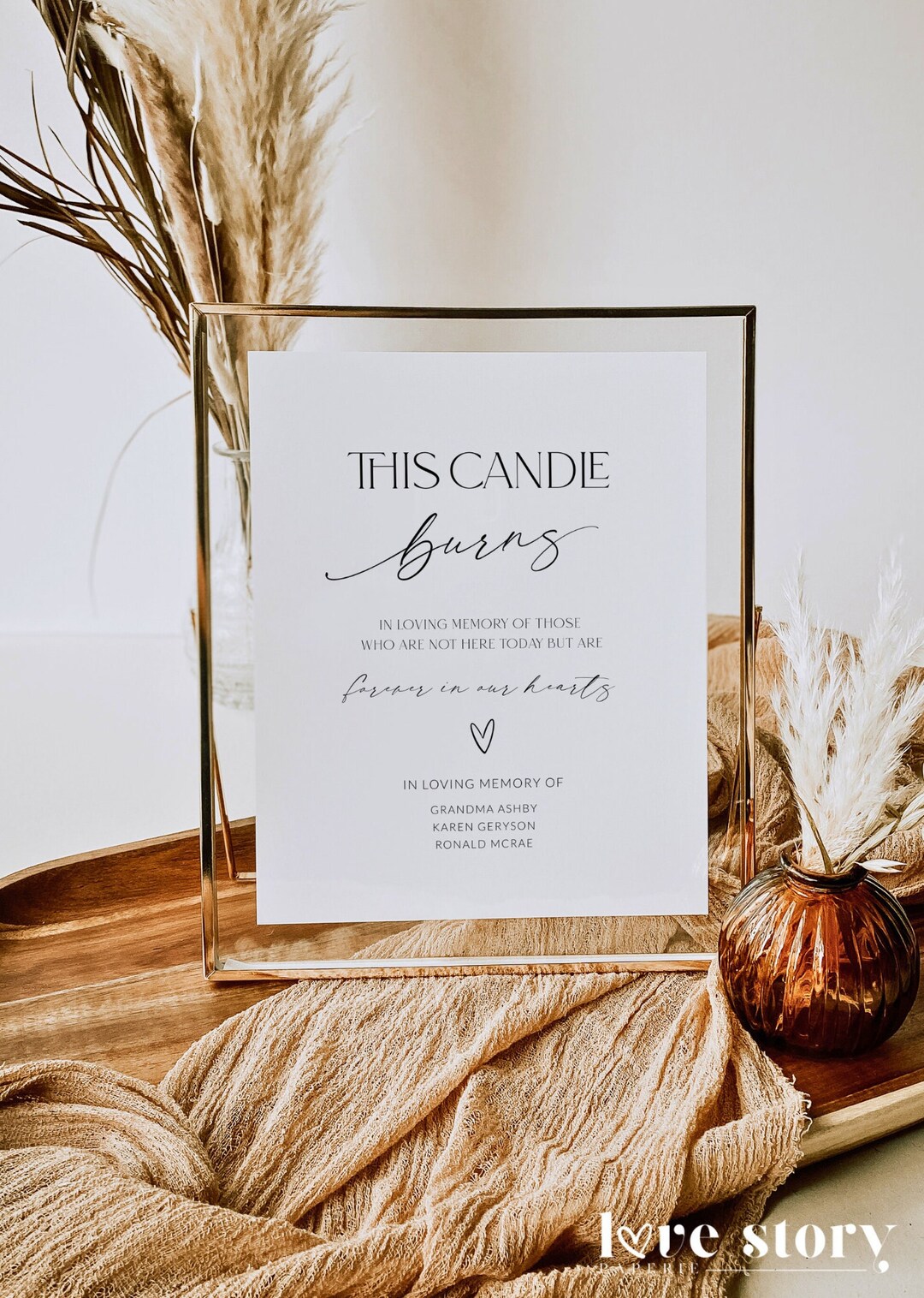 This Candle Burns in Loving Memory Sign Printable, Minimalist Wedding ...