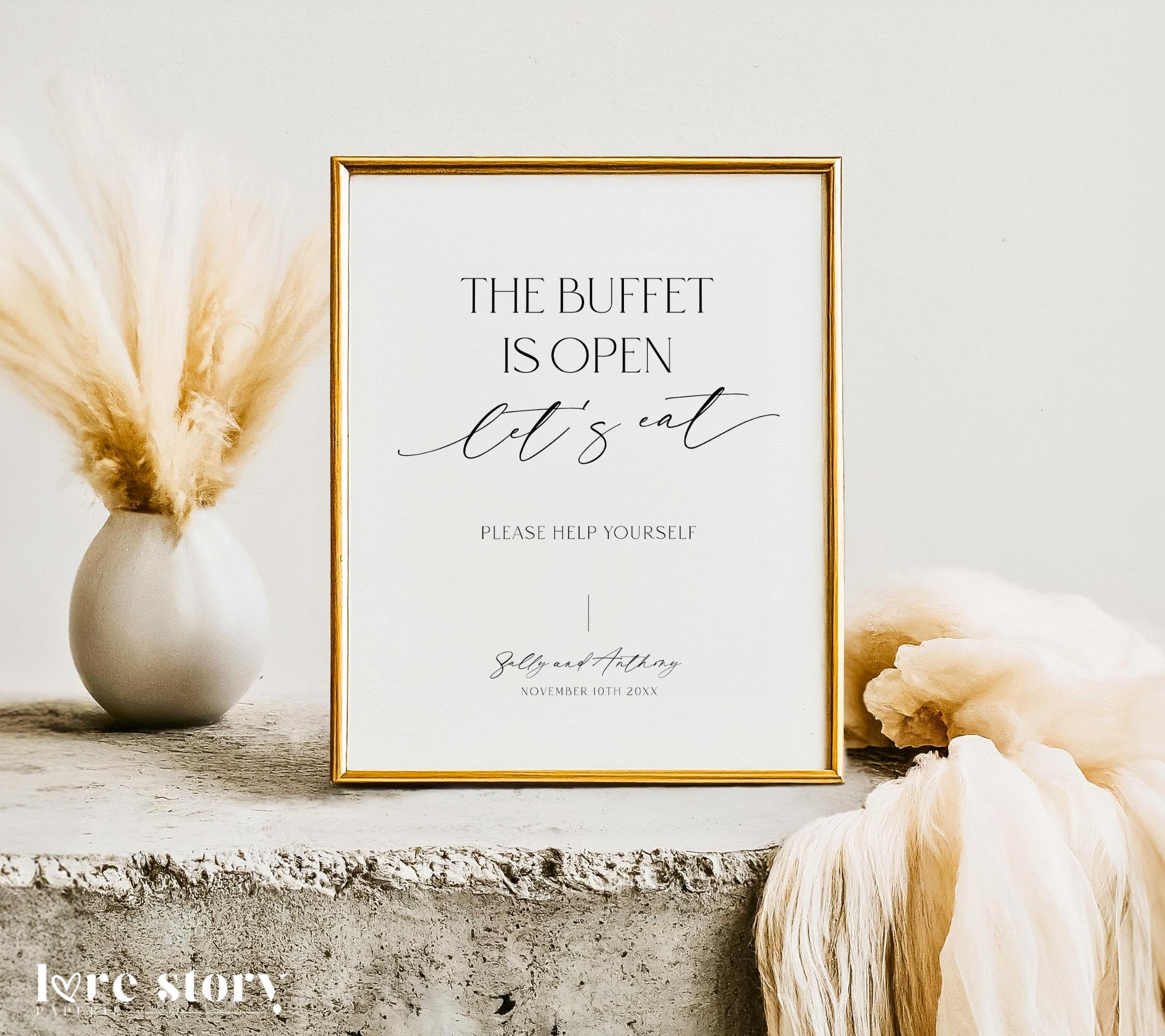 Minimalist Let's Eat Buffet Table Sign Wedding Template, Modern Wedding ...