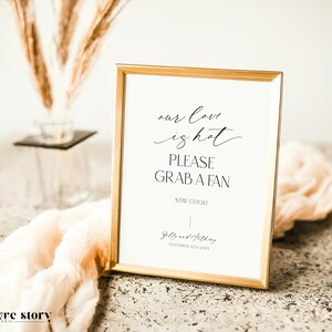 Our Love is Hot Wedding Fan Sign Template, Modern Outdoor Wedding ...