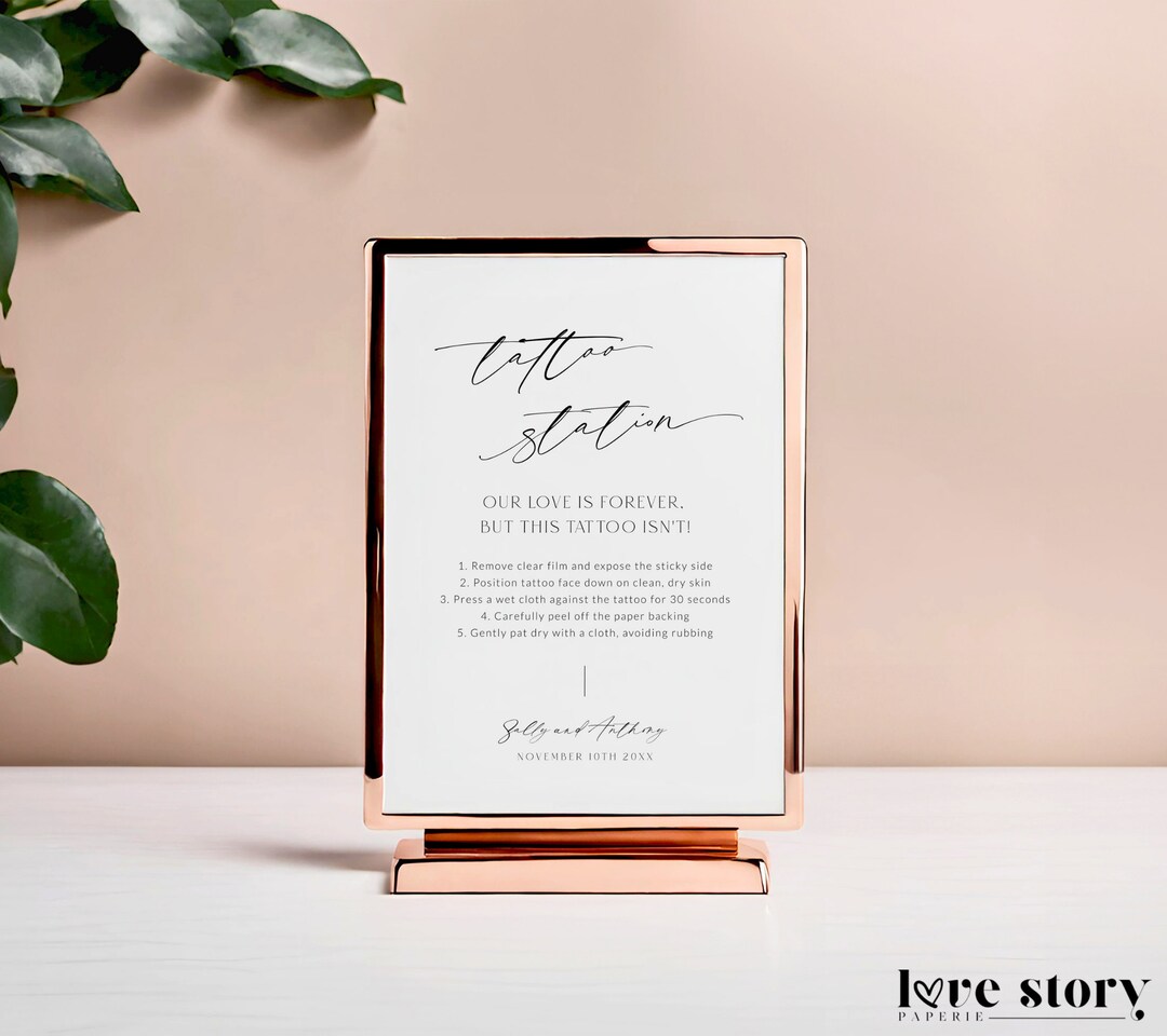 Minimalist Tattoo Station Wedding Sign Template, Our Love is Forever ...
