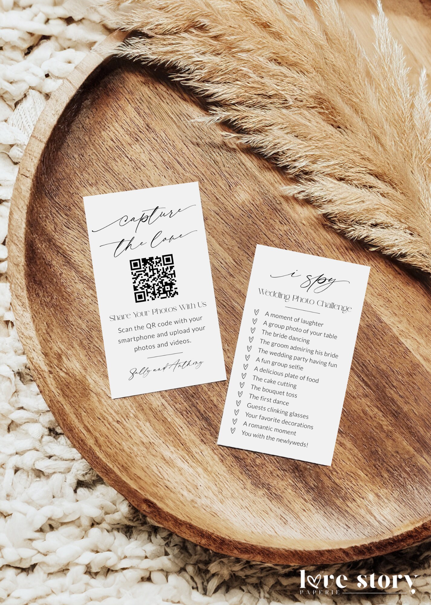 Wedding I Spy QR Code Card Template, Minimalist Capture the Love Card ...