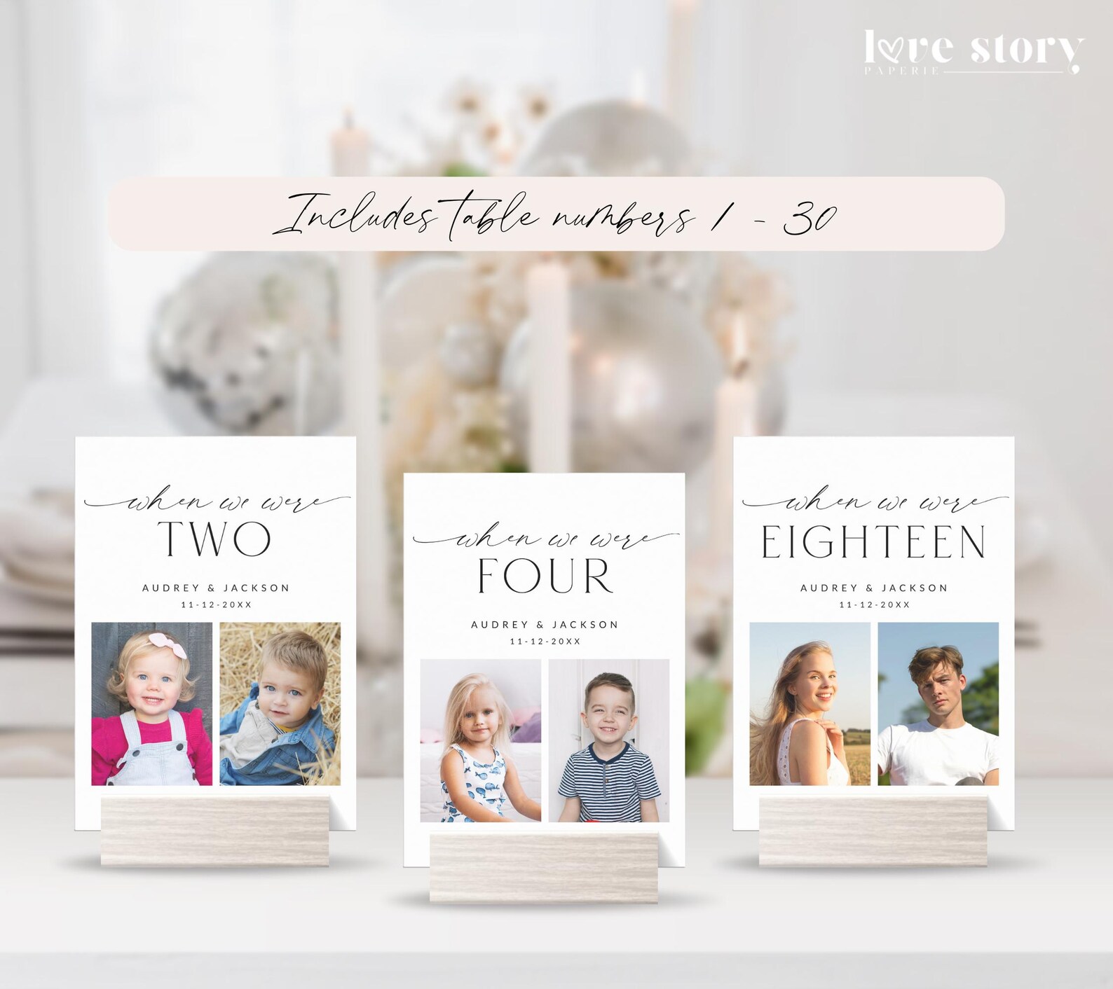 When We Were Age Photo Table Numbers Sign Template, Modern Wedding ...