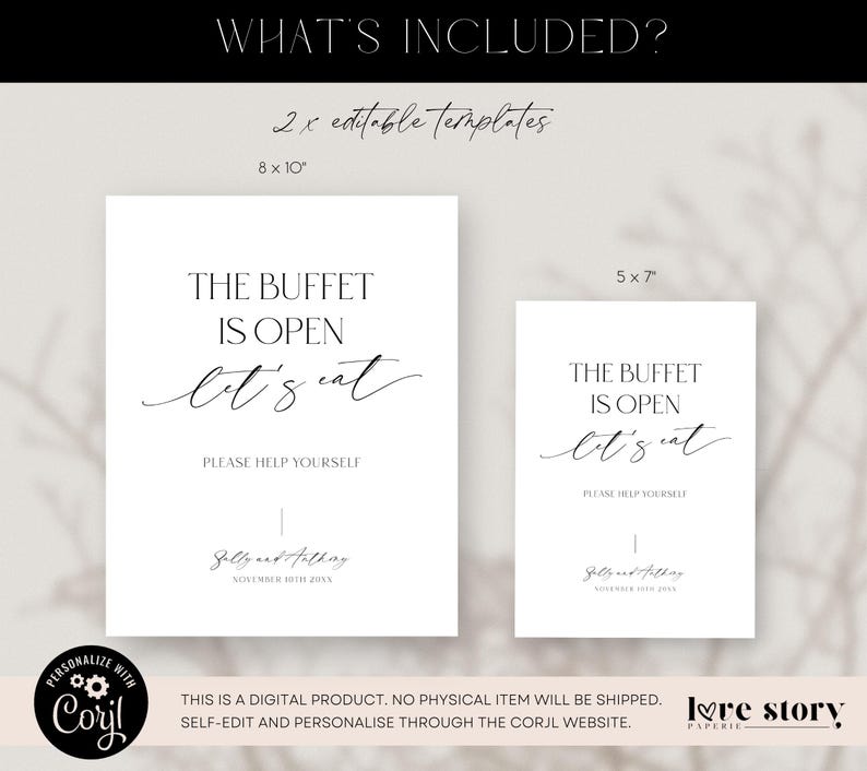 Minimalist Let's Eat Buffet Table Sign Wedding Template, Modern Wedding ...