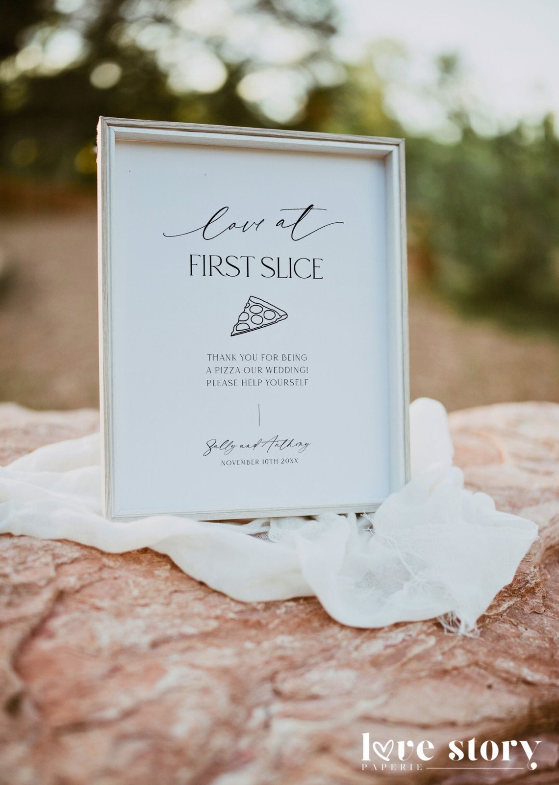 Minimalist Love at First Slice Sign, Modern Pizza Bar Wedding Sign ...