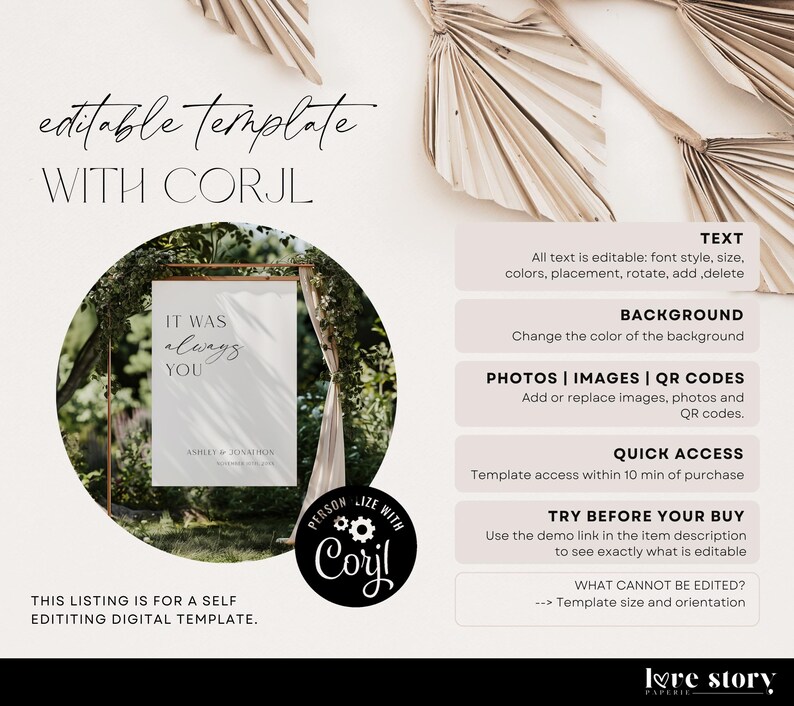 It Was Always You Wedding Sign Template, Minimalist Reception Welcome ...