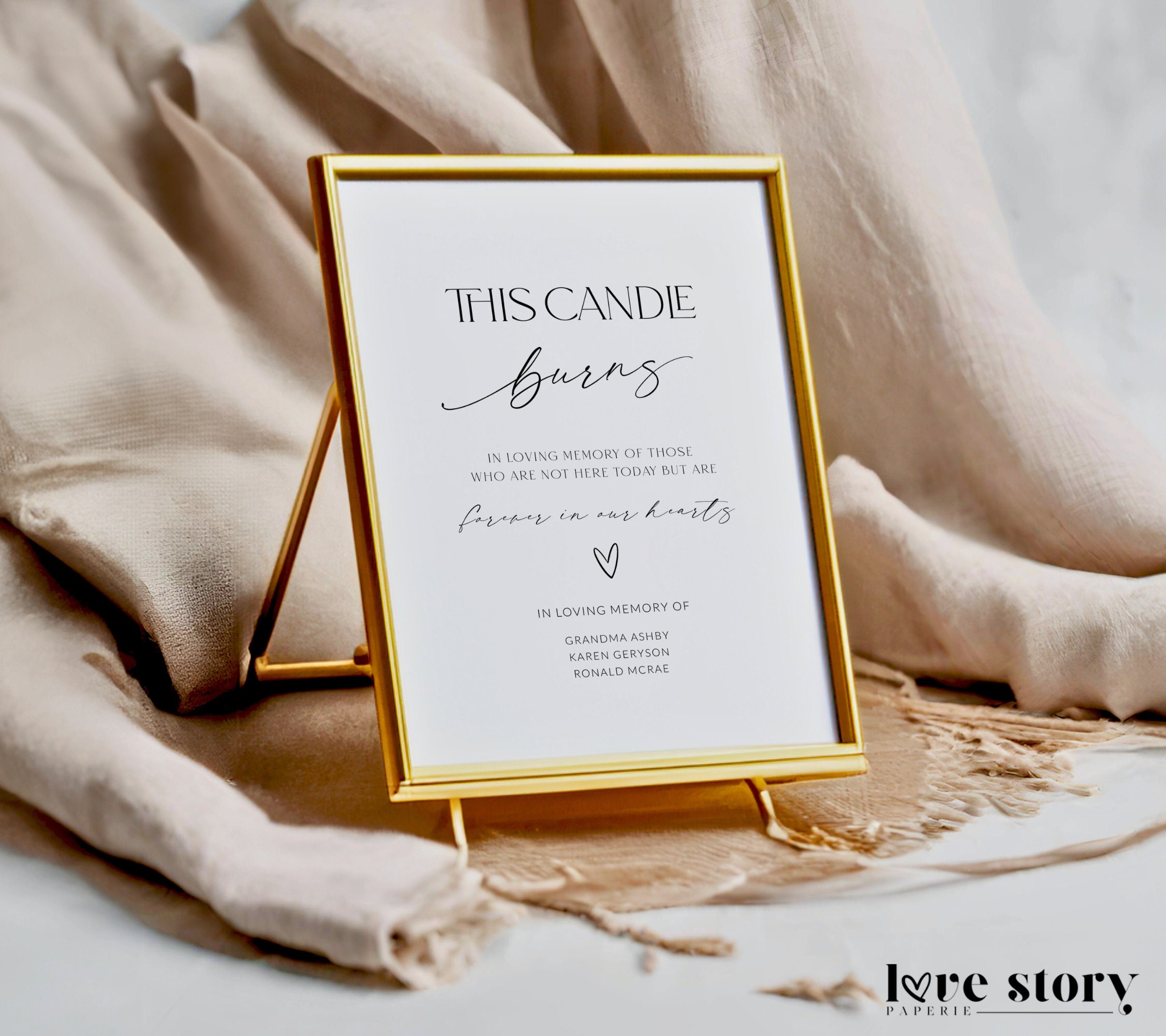 This Candle Burns in Loving Memory Sign Printable, Minimalist Wedding ...
