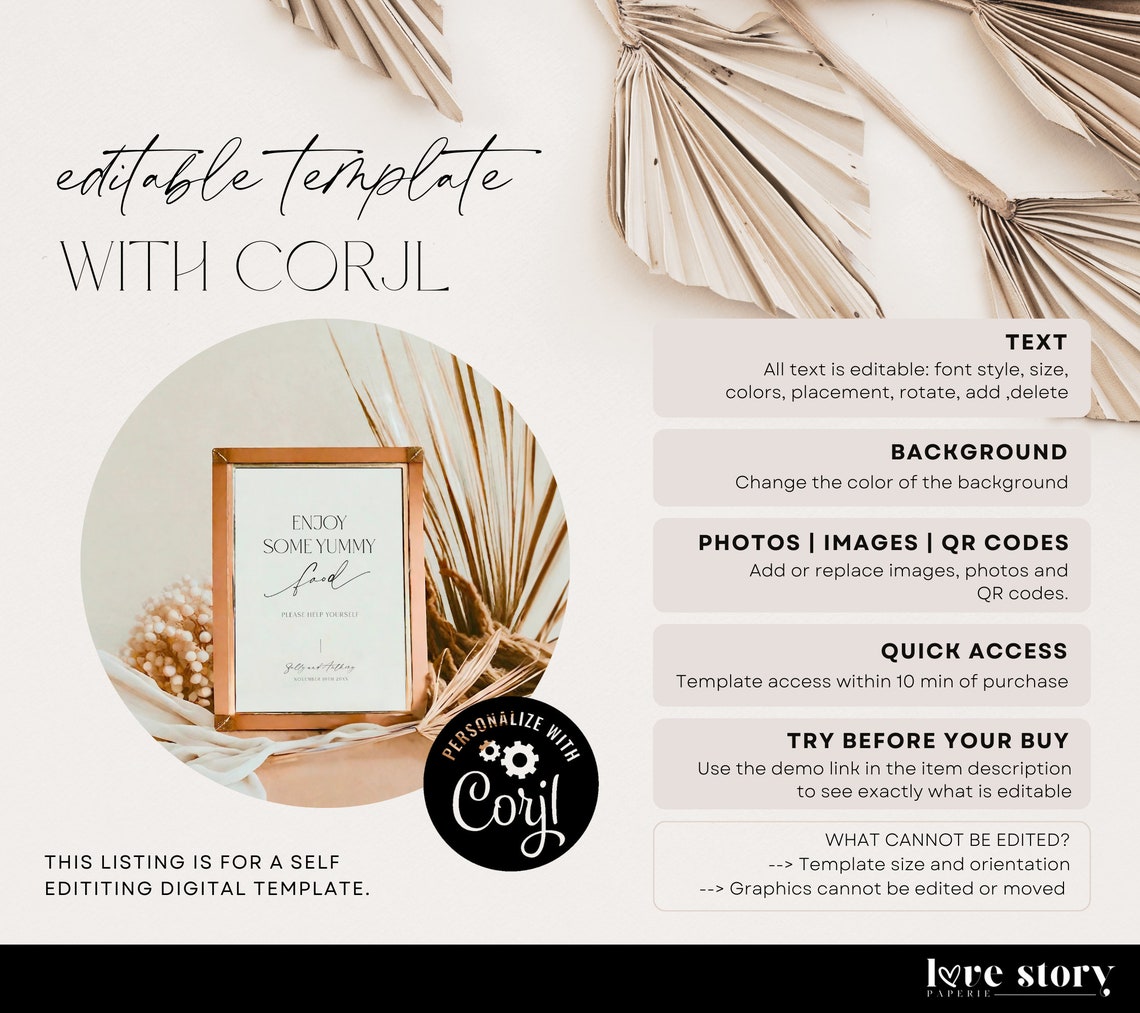 Enjoy Some Food Sign Template, Minimalist Grazing Table Sign, Printable ...