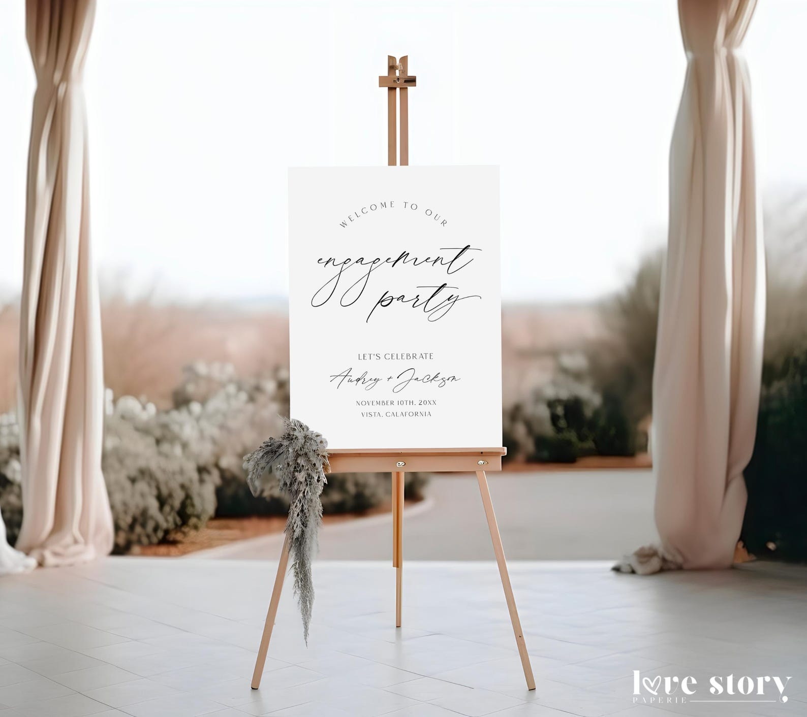 Welcome to Our Engagement Party Sign Template, Modern We're Engaged Let ...
