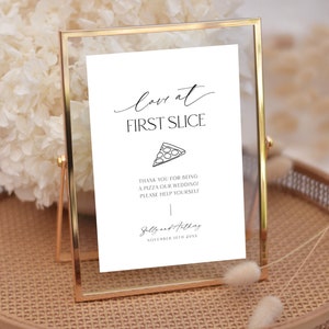 Minimalist Love at First Slice Sign, Modern Pizza Bar Wedding Sign ...
