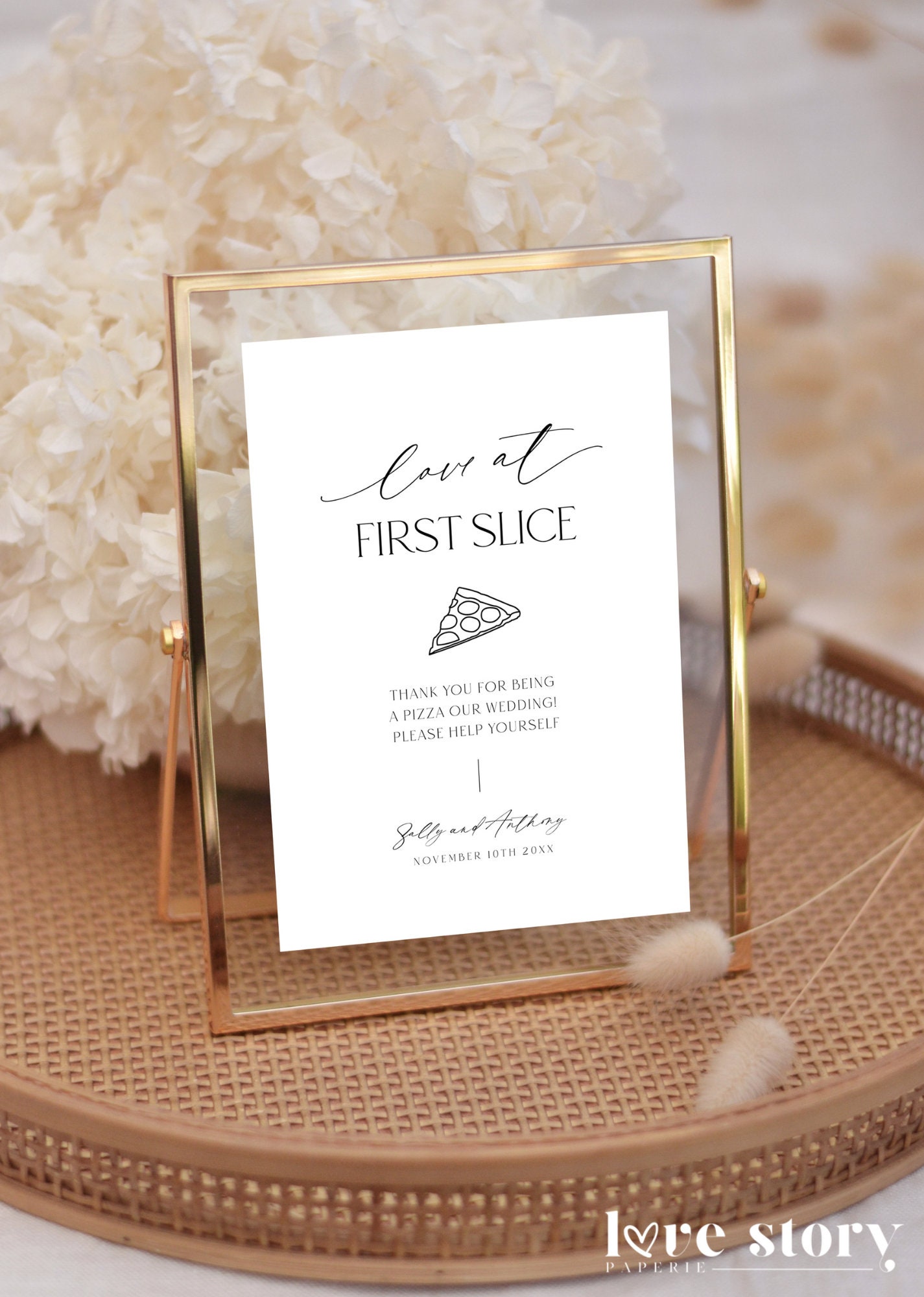 Minimalist Love at First Slice Sign, Modern Pizza Bar Wedding Sign ...