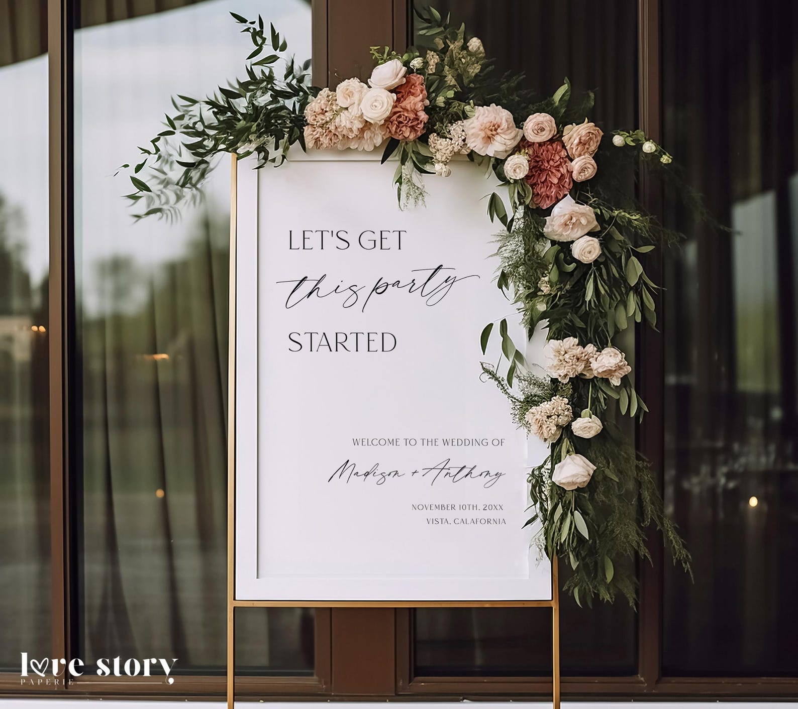 Let's Get This Party Started Wedding Welcome Sign, Minimalist Welcome ...