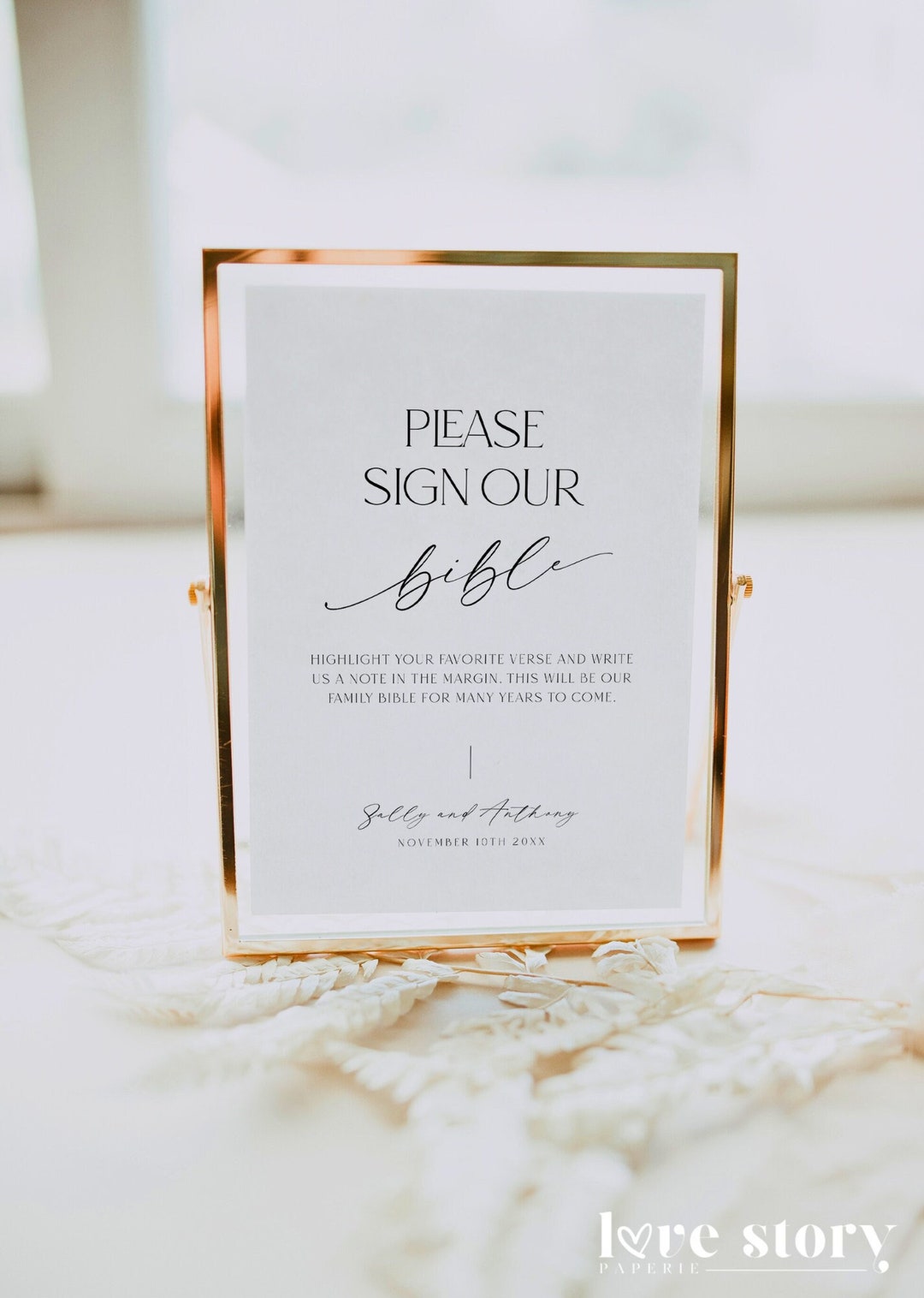 Sign Our Bible Wedding Guestbook Sign, Minimalist Please Sign Our Bible ...
