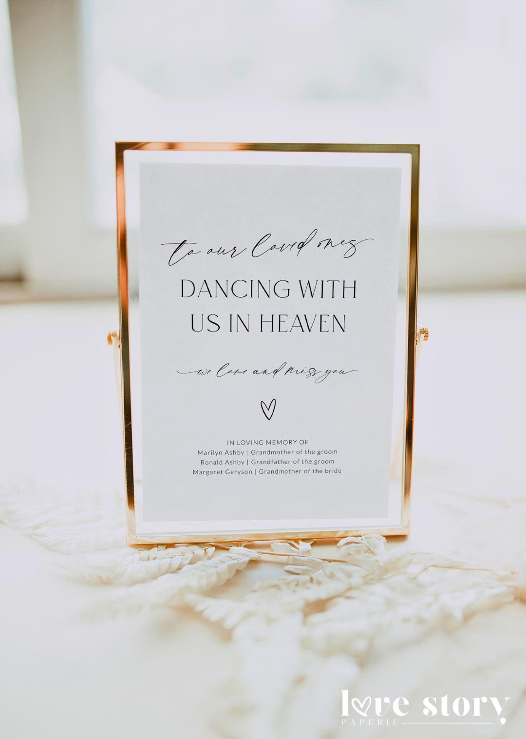 Dancing With Us in Heaven Wedding Sign Template, Minimalist in Loving ...
