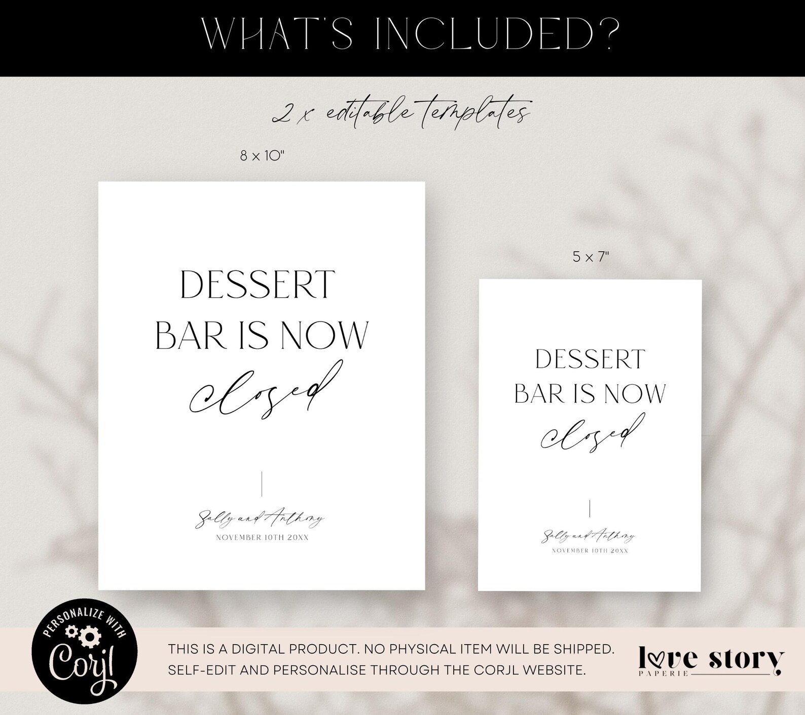 Dessert Bar is Now Closed Sign Wedding Template, Modern Dessert Table ...