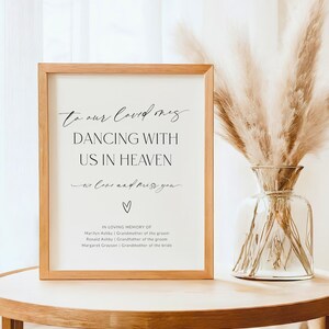 Dancing With Us in Heaven Wedding Sign Template, Minimalist in Loving ...