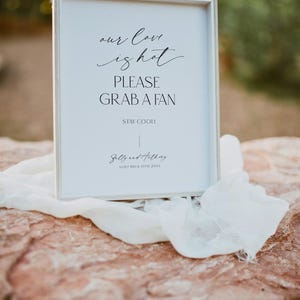 Our Love is Hot Wedding Fan Sign Template, Modern Outdoor Wedding ...