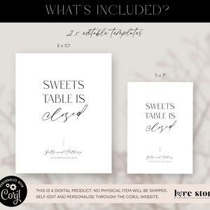 Sweets Table is Closed Sign Wedding Template, Modern Dessert Table Bar ...