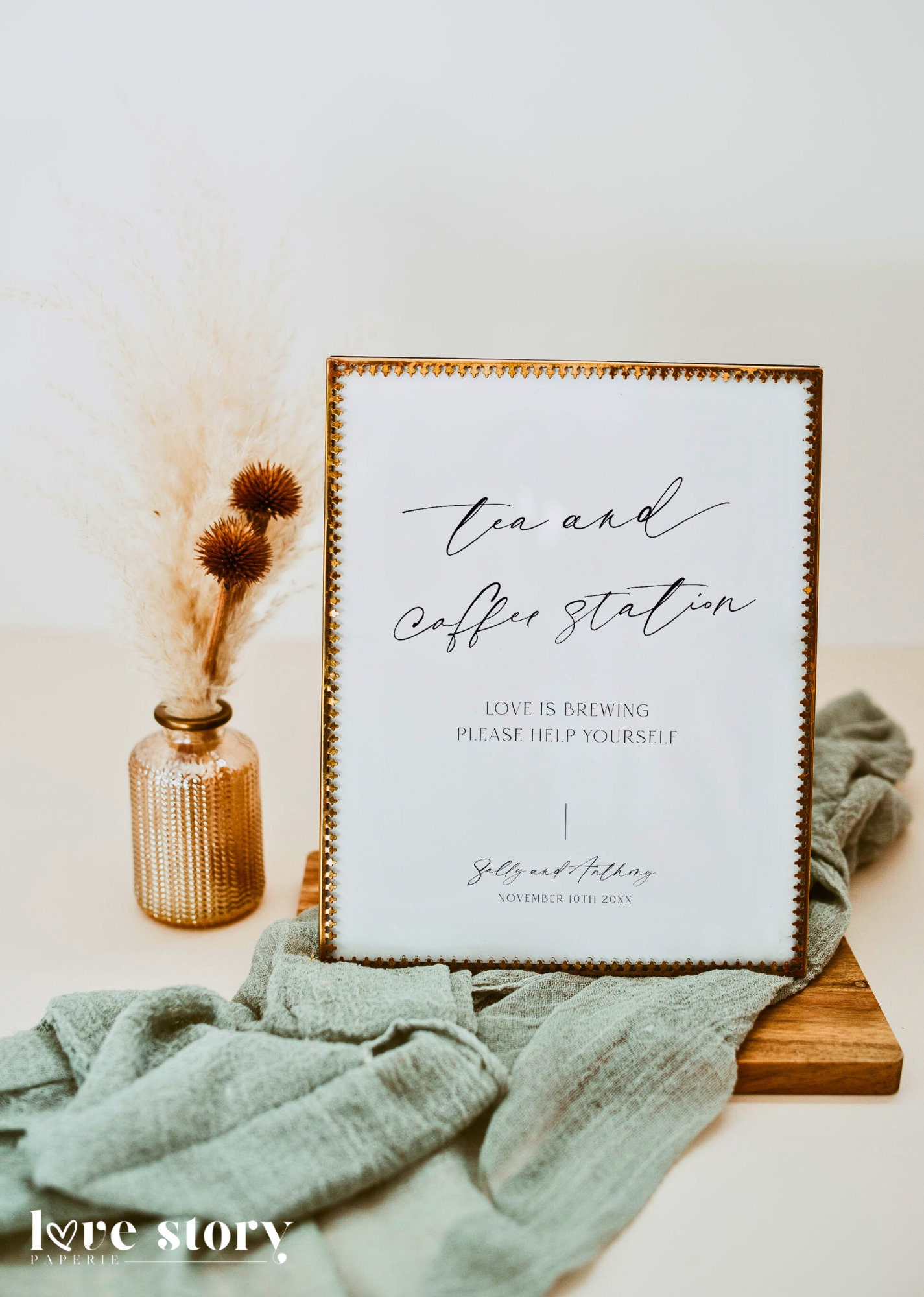 Minimalist Tea and Coffee Station Sign Wedding Template, Modern Love is ...