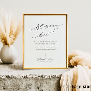 Minimalist Blessings Box Wedding Sign Card Template, Well Wishes Sign ...
