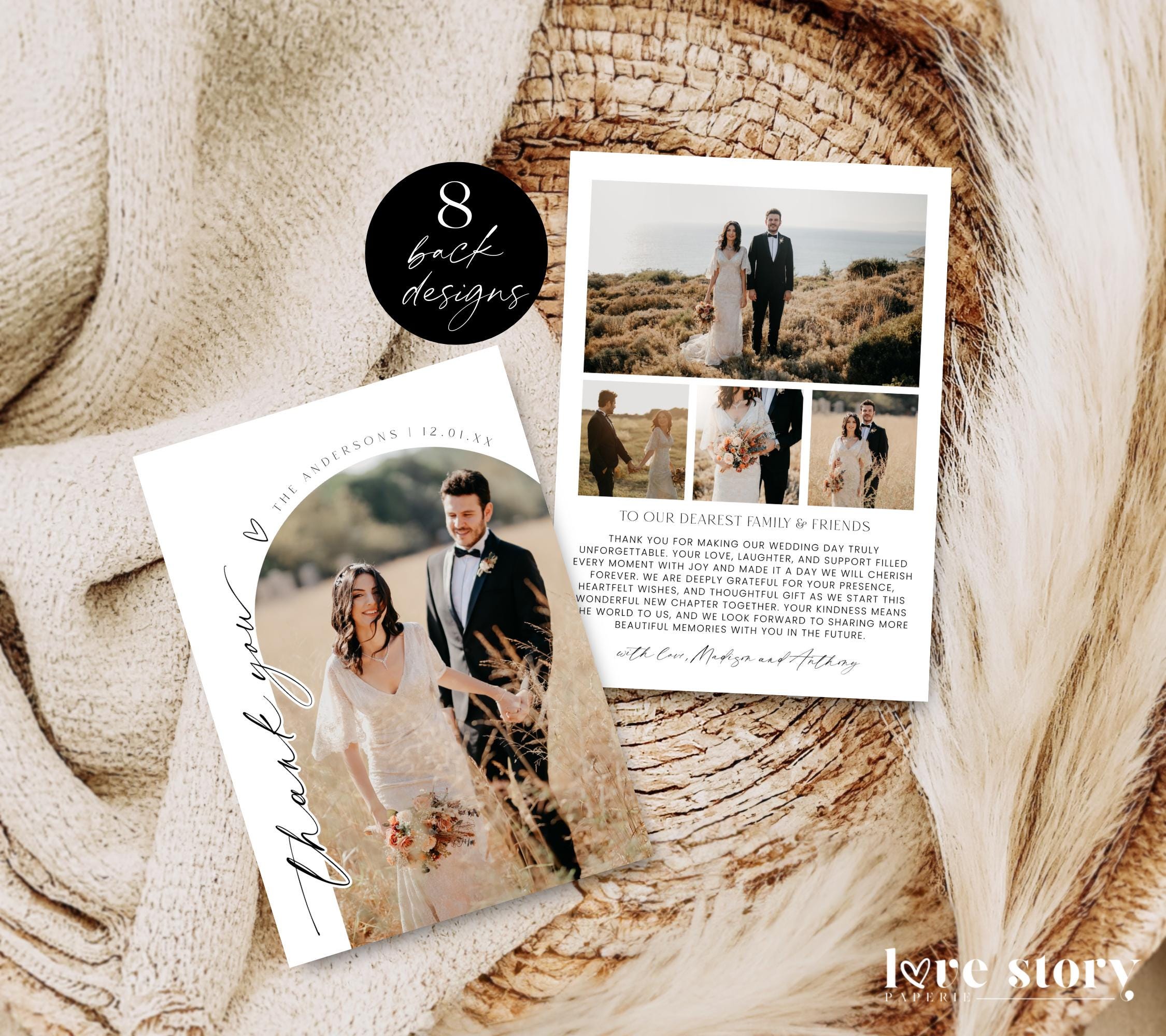 Arch Wedding Thank You Photo Card Template, Modern Thank You Notes ...