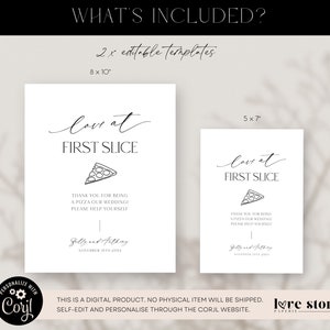 Minimalist Love at First Slice Sign, Modern Pizza Bar Wedding Sign ...