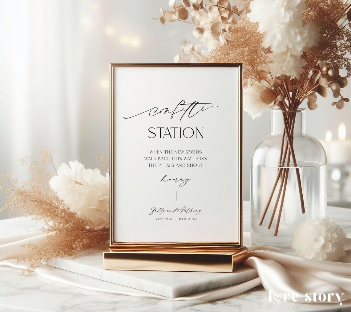 Wedding Confetti Send off Sign Template, Minimalist Confetti Toss ...