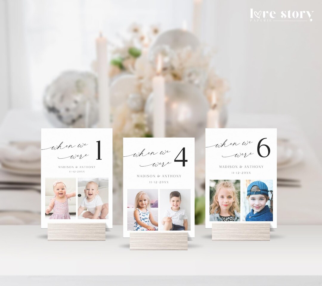 When We Were Age Wedding Table Numbers Template, Modern Seating Cards ...