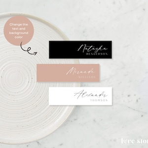 Slim Place Card Wedding Template, Modern Thin Name Cards Printable ...