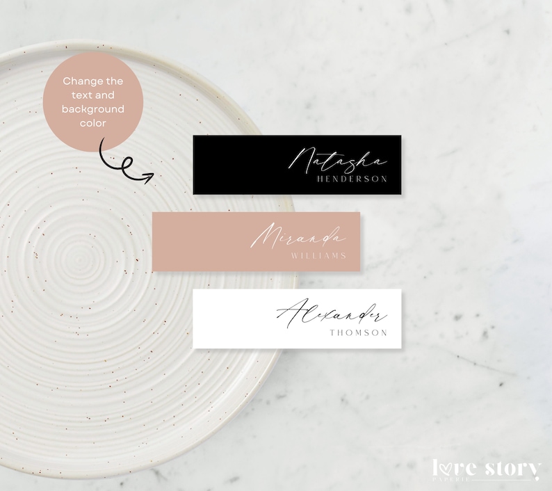 Slim Place Card Wedding Template, Modern Thin Name Cards Printable ...
