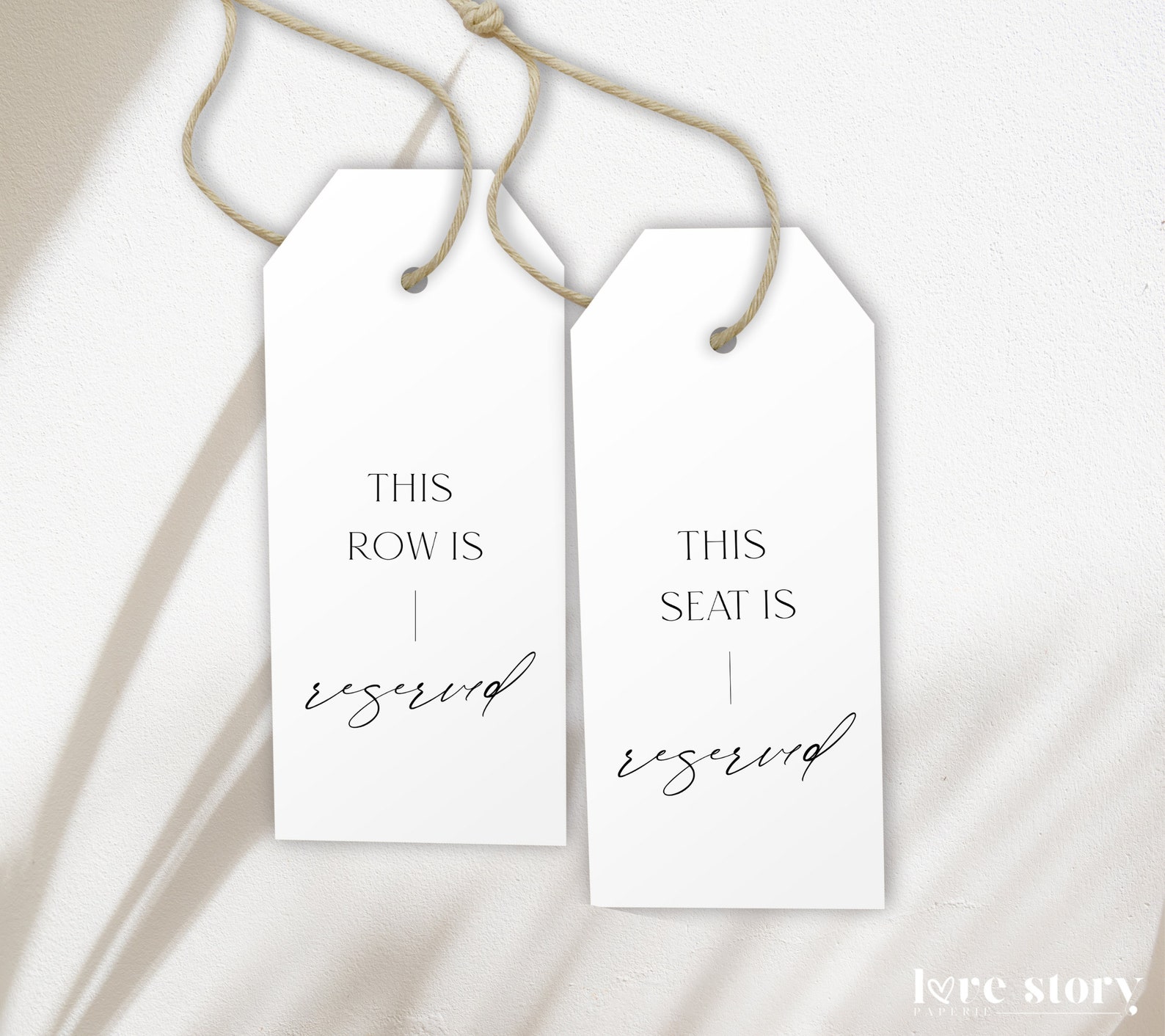Reserved Row Tags for Wedding Template, Modern Seat Reserved Chair Tag ...