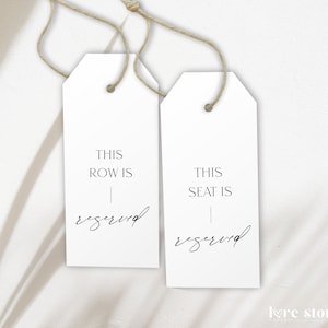 Reserved Row Tags for Wedding Template, Modern Seat Reserved Chair Tag ...