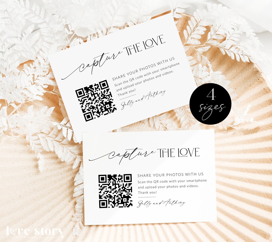 Wedding QR Code Card Capture the Love Template, Minimalist Share the ...