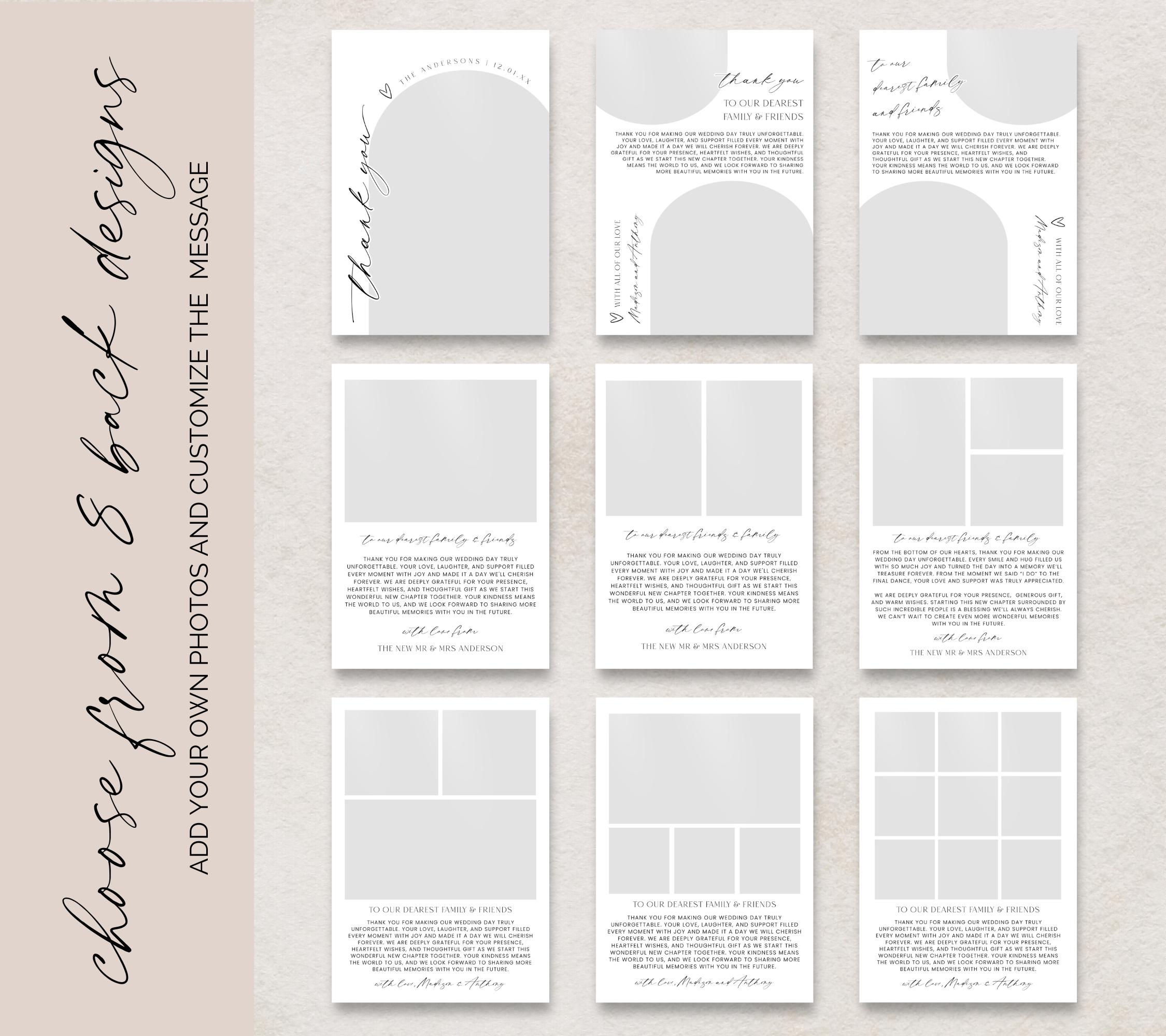 Arch Wedding Thank You Photo Card Template, Modern Thank You Notes ...