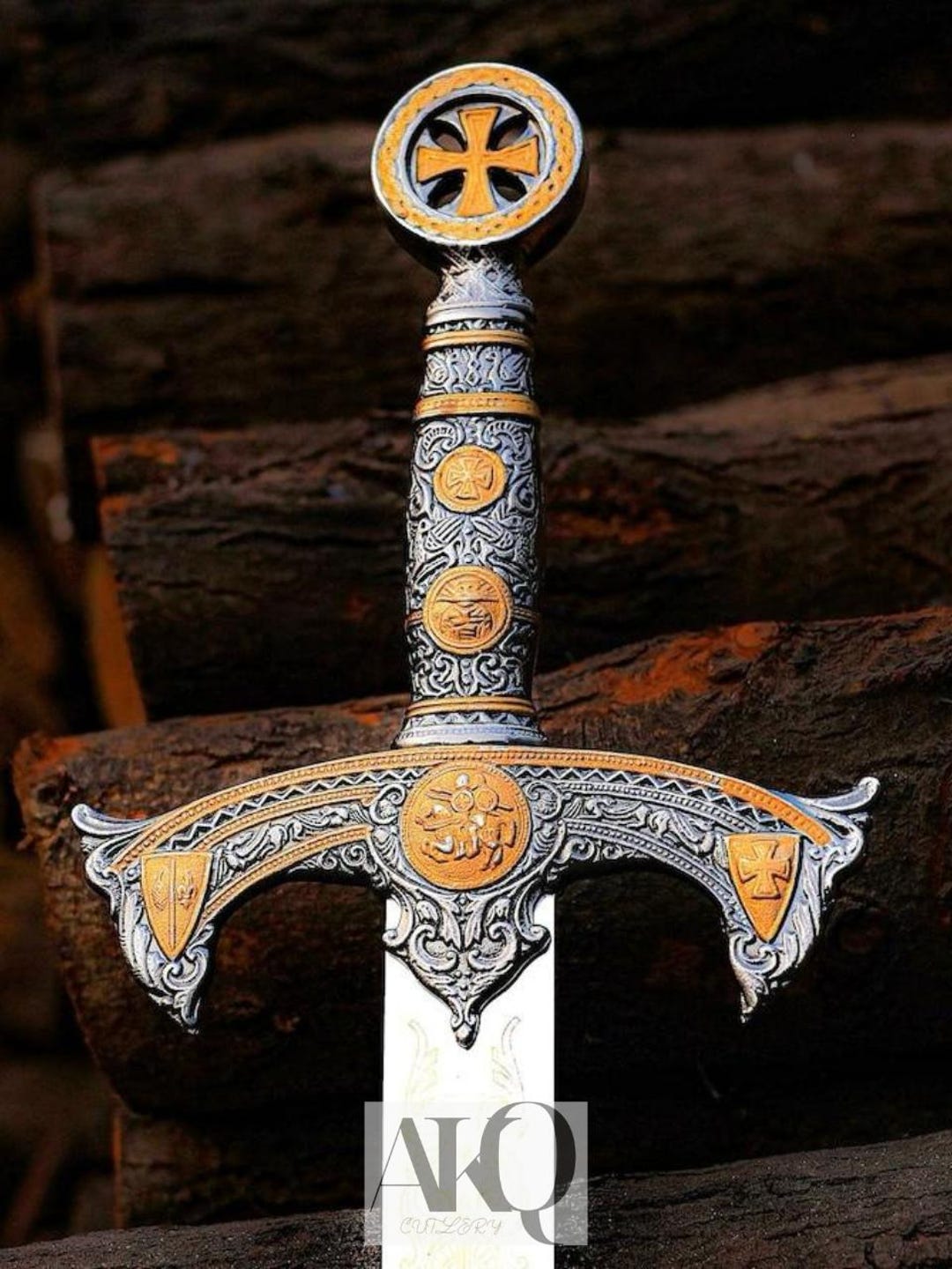 Handmade Knight Templar Sword: Medieval Ceremonial Replica With Leather ...