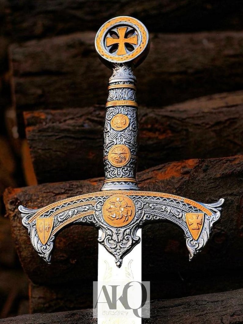 Handmade Knight Templar Sword: Medieval Ceremonial Replica With Leather ...