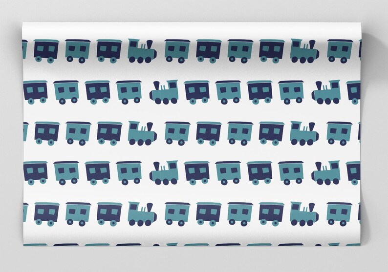 Baby Boy Train Wrapping Paper Sheets Set of 3 1st First Birthday Party ...