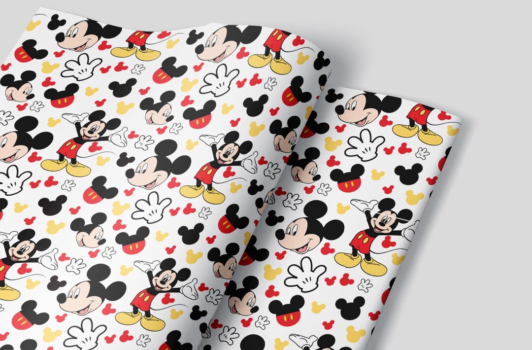 Mickey Mouse Wrapping Paper Sheets - Set of 3 Sheets- Disney Disneyland ...