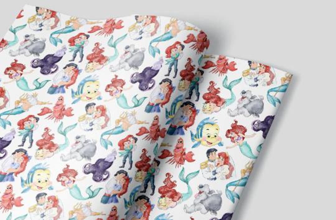 The Little Mermaid Wrapping Paper Sheets - Set of 3 Sheets - Ariel ...