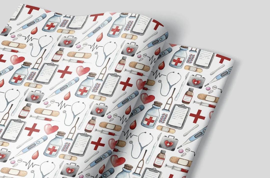 Medical Wrapping Paper Sheets Set of 3 Sheets Birthday Party ...