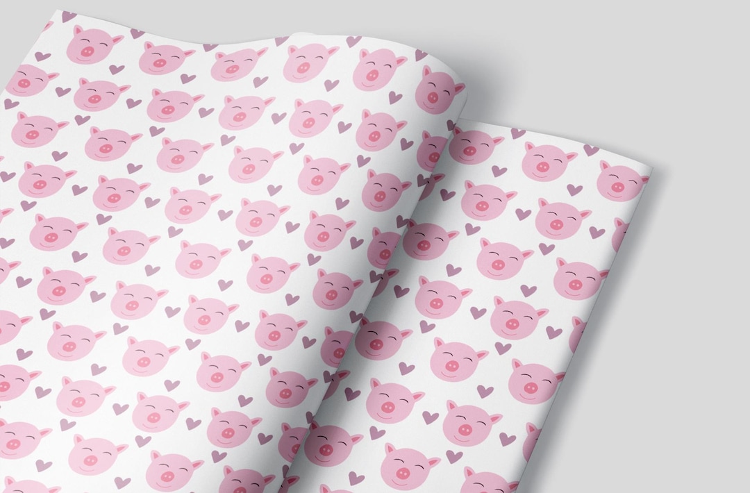 Girl Pig Wrapping Paper Sheets - Set of 3 - Farm Animal Party Birthday ...