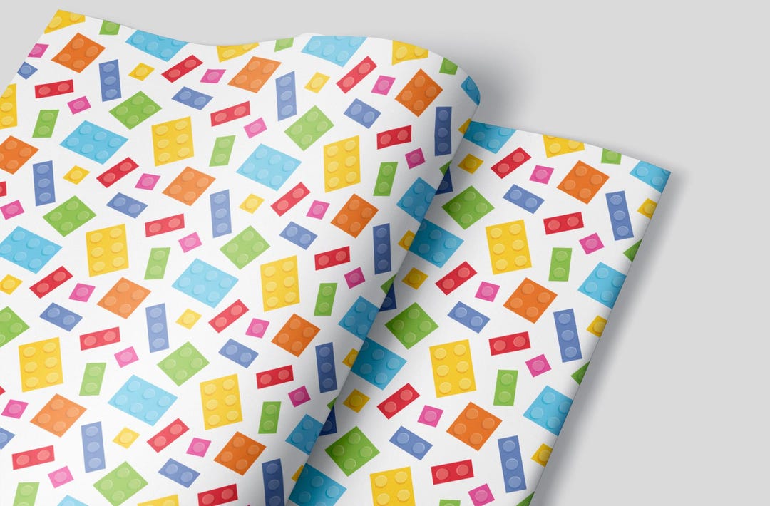 Building Blocks Wrapping Paper Sheets - Set of 3 Building Bricks ...