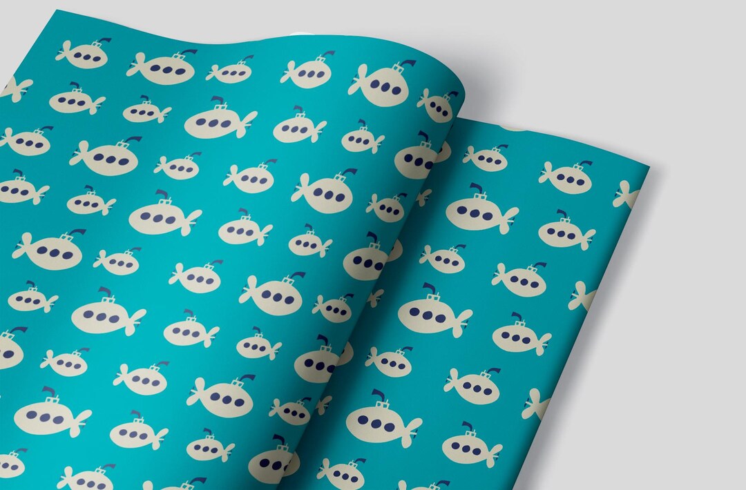 Submarine Wrapping Paper Sheets Set of 3 1st First Birthday Party Gift ...