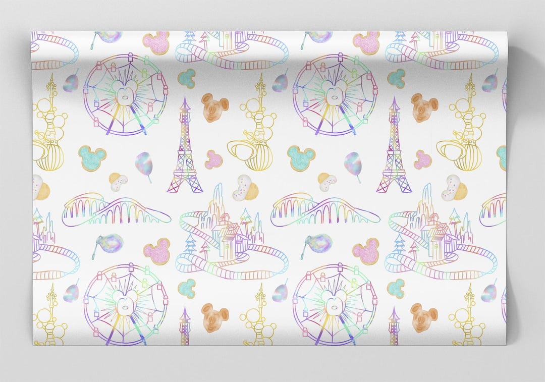 Disneyland Mickey Wheel Wrapping Paper Sheets - Set of 3 Sheets- Disney ...
