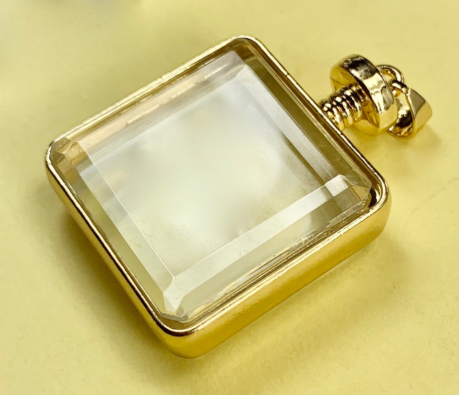 Glass Locket Square Gold Pendant Large 25mm - Etsy
