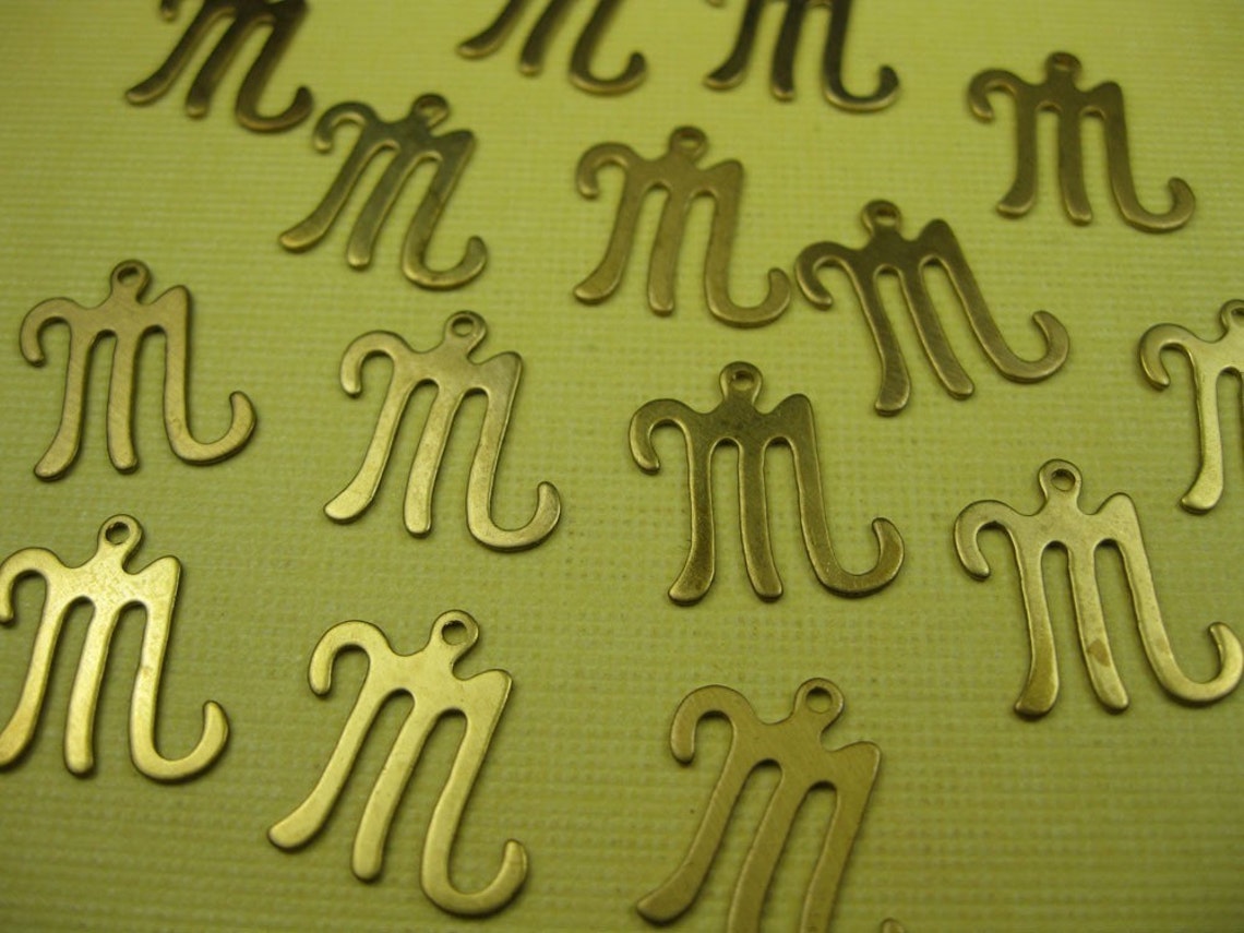 Vintage Brass Letter M Charm Pendant | Etsy