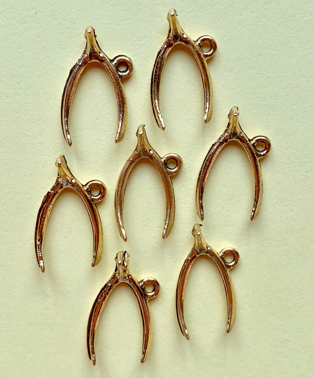 6 Vintage Finished Brass Gold Wishbone Charm Pendant Bead 1/2 Inch - Etsy