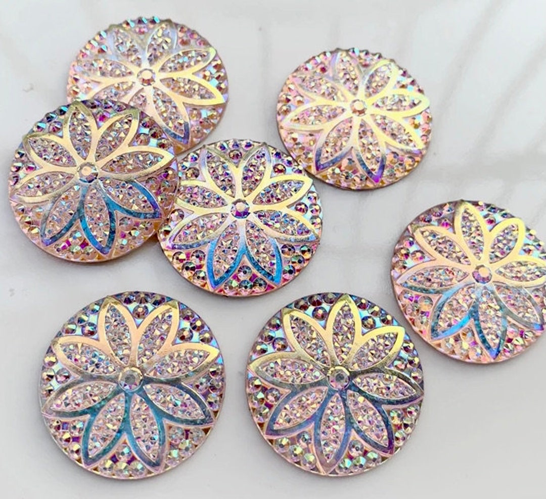 6 Large Swirl Pink Gold Round Cabochons Flat Back 25mm #66 - Etsy