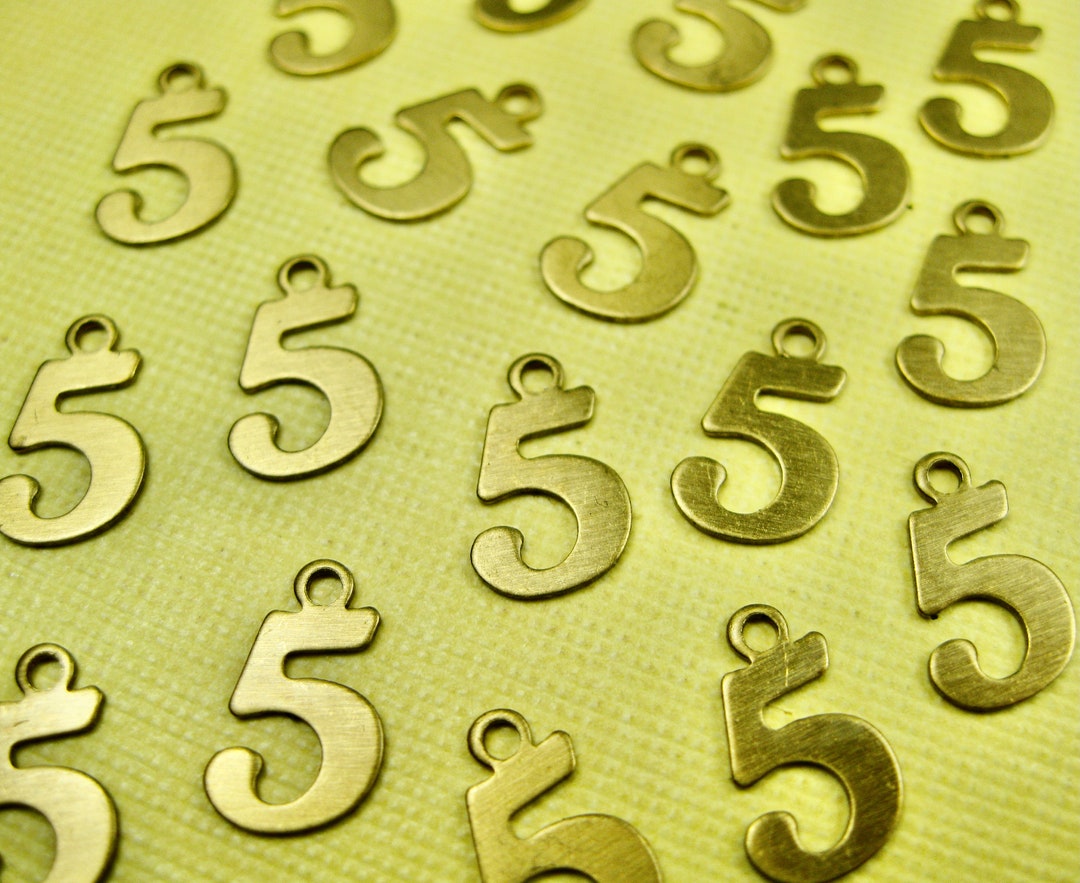 Vintage Brass Number 5 Charm Pendant - Etsy