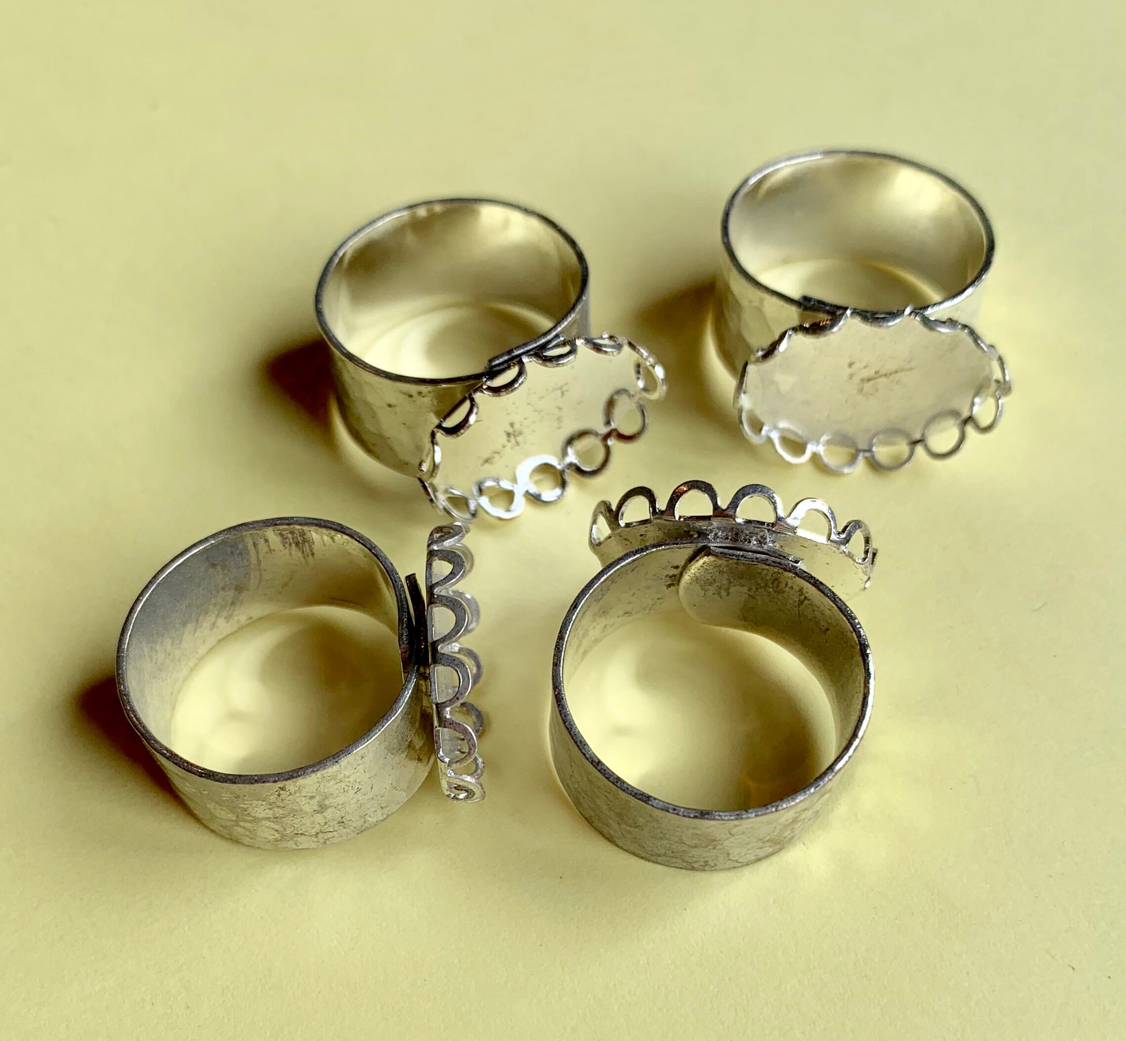 6 13mm x 18mm Silver Ring Mountings Bases Settings for | Etsy