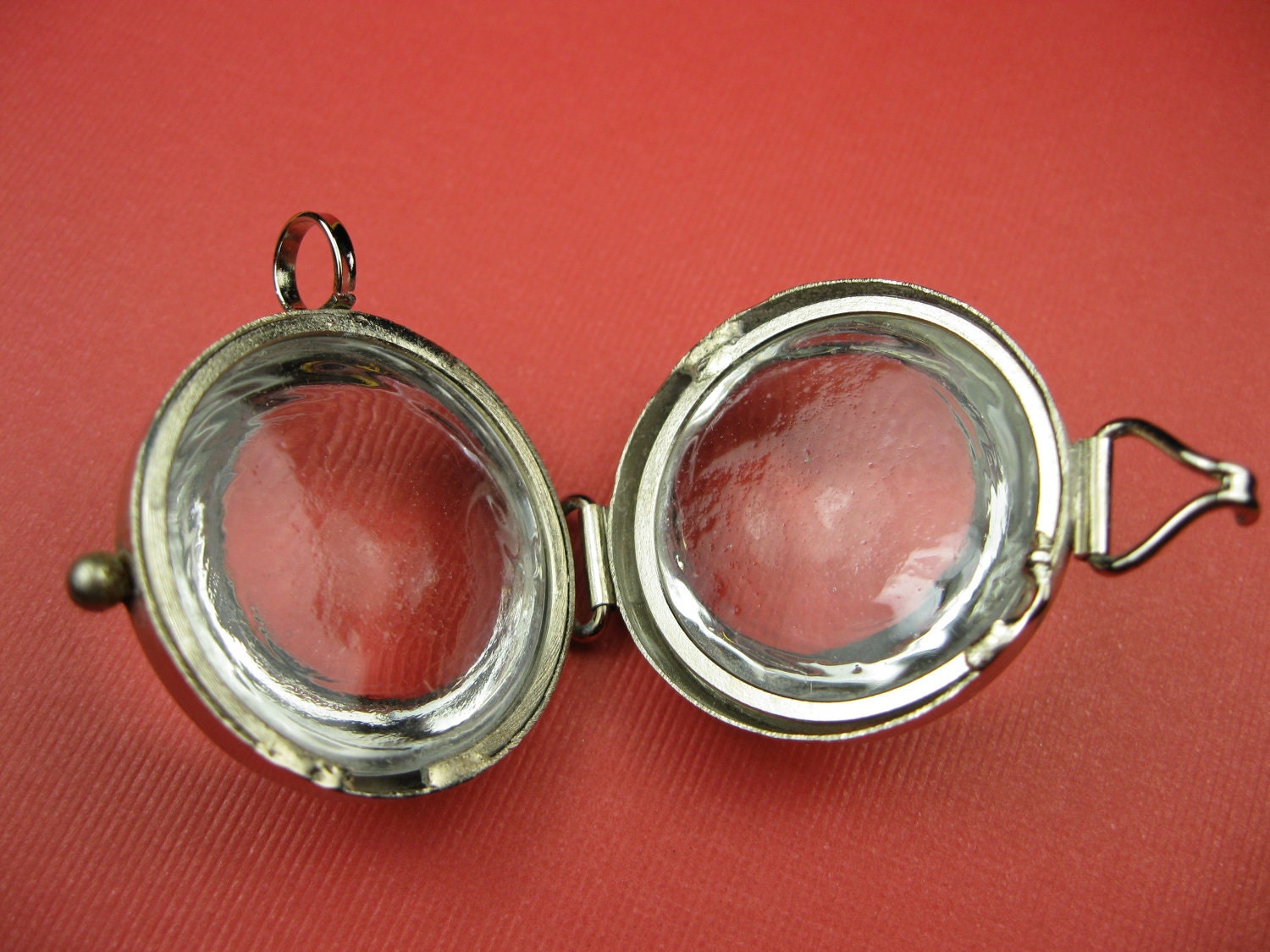 Large Glass Locket Round Bubble Hinge Picture Silver Pendant - Etsy